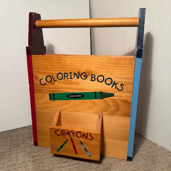 Vintage | Toys | Vintage Wooden Crayoncoloring Book Holder Carrier ...